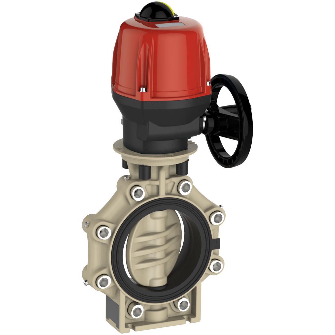 PP-spjeldventil d90mm/dn80 EPDM med el.akt. ER60P 12/24vac/dc, POSI