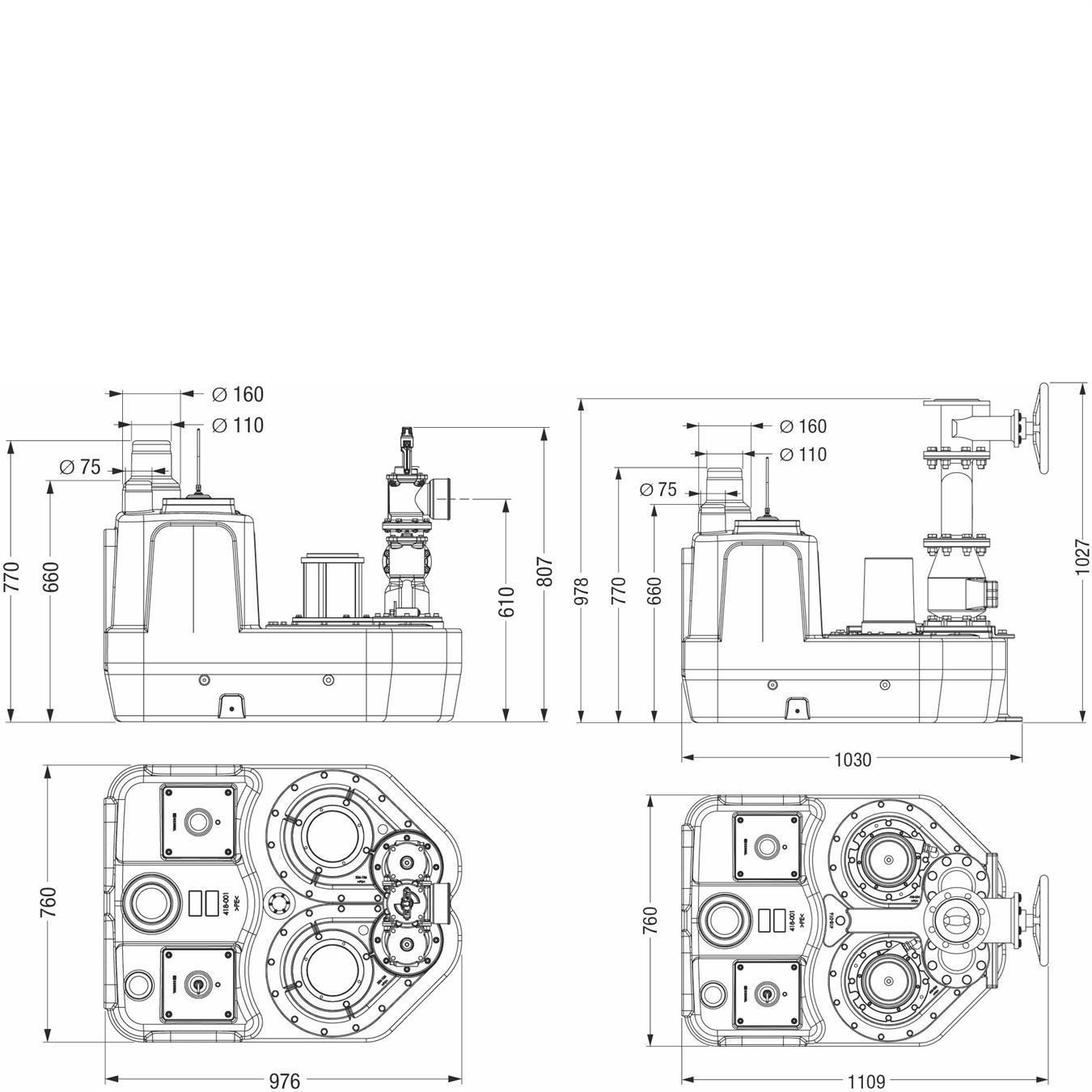 Pumpestasjon Aqualift F XL Mono 200 liter frittstående SPF 3000-S3
